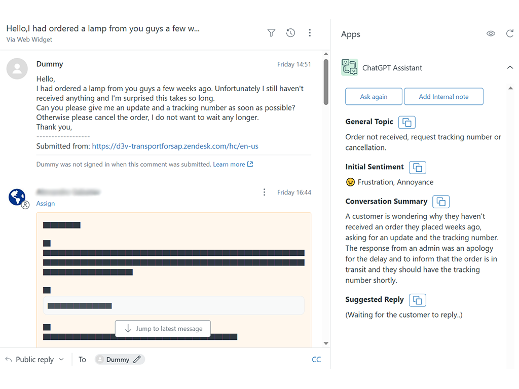 ChatGPT Assistant by Canadesk App Integration with Zendesk Support